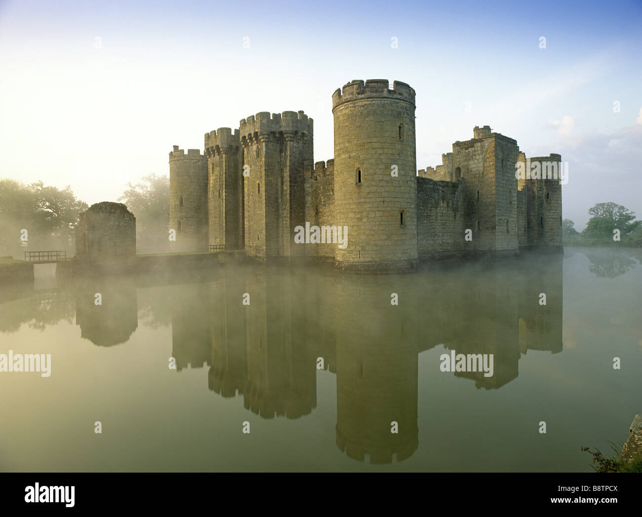 The north west corner of the Castle reflected in the Moat with the ...