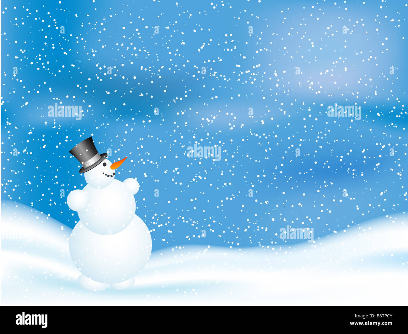 Happy snowman on a snowy night Stock Photo - Alamy