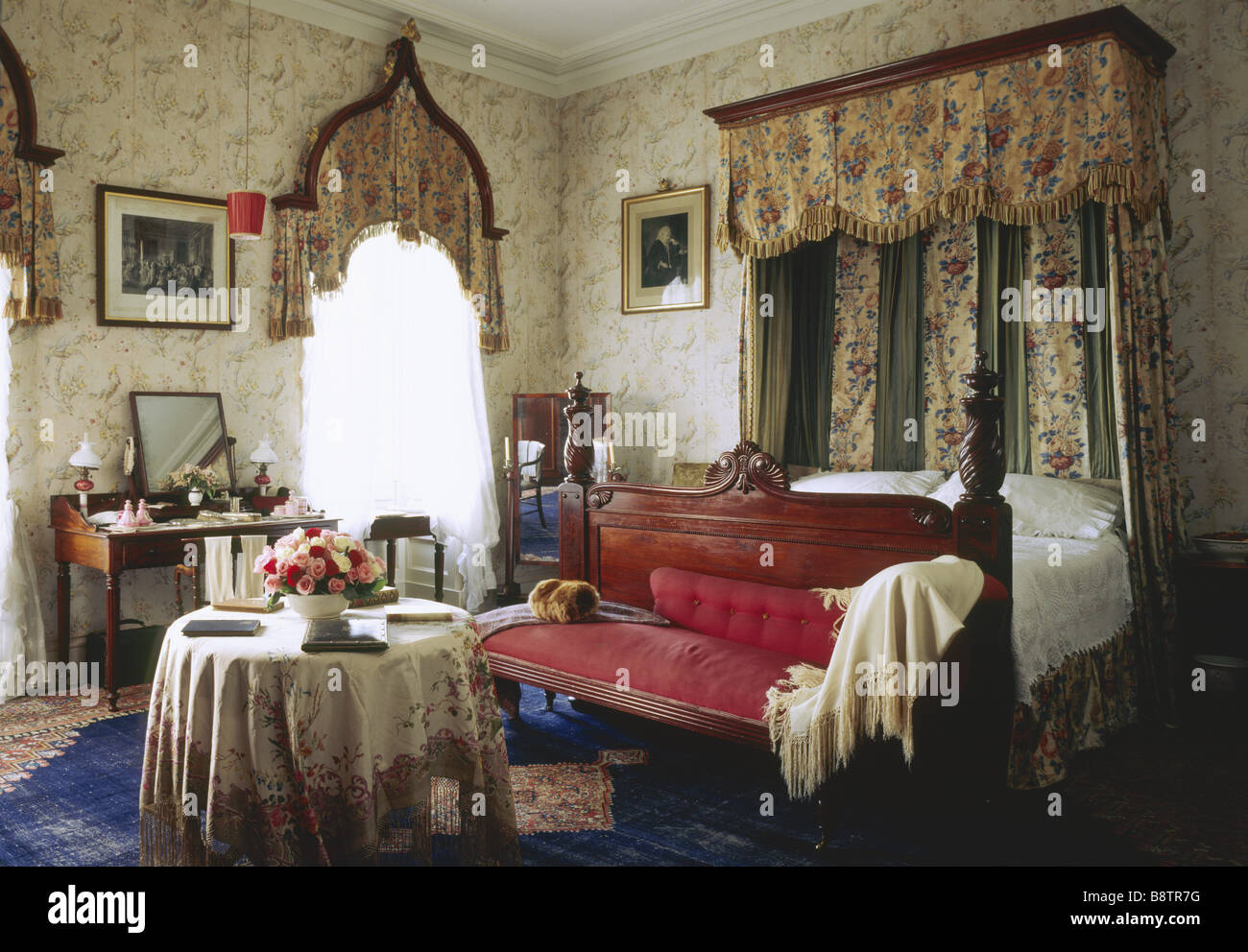 The First Bedroom at Castle Ward decorated in Victorian style Stock ...