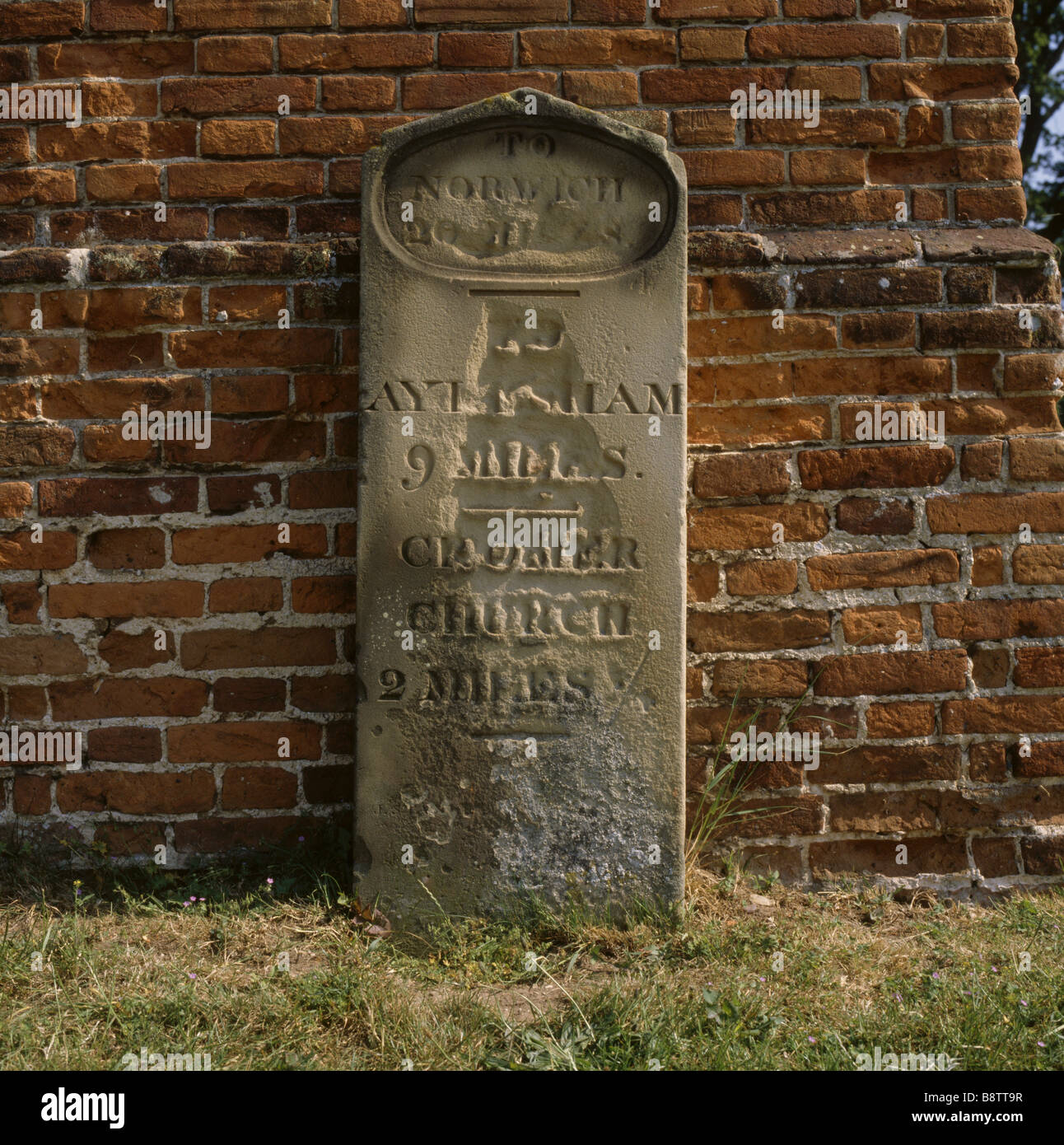 A crumbling mile stone South East corner of the Stable Block at ...