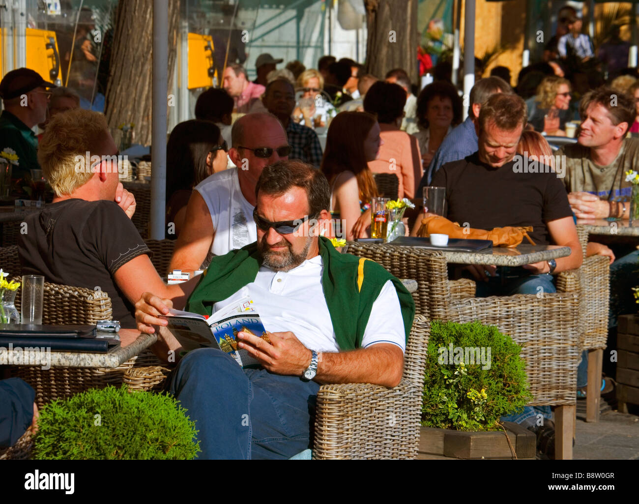 Poland Krakow Main Market Square restaurant cafe Stock Photo - Alamy