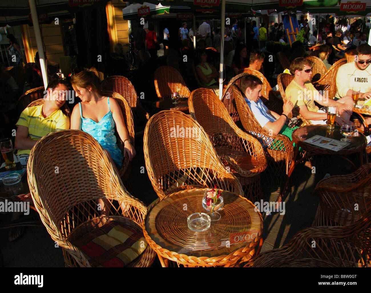 Poland Krakow Main Market Square restaurant cafe Stock Photo - Alamy
