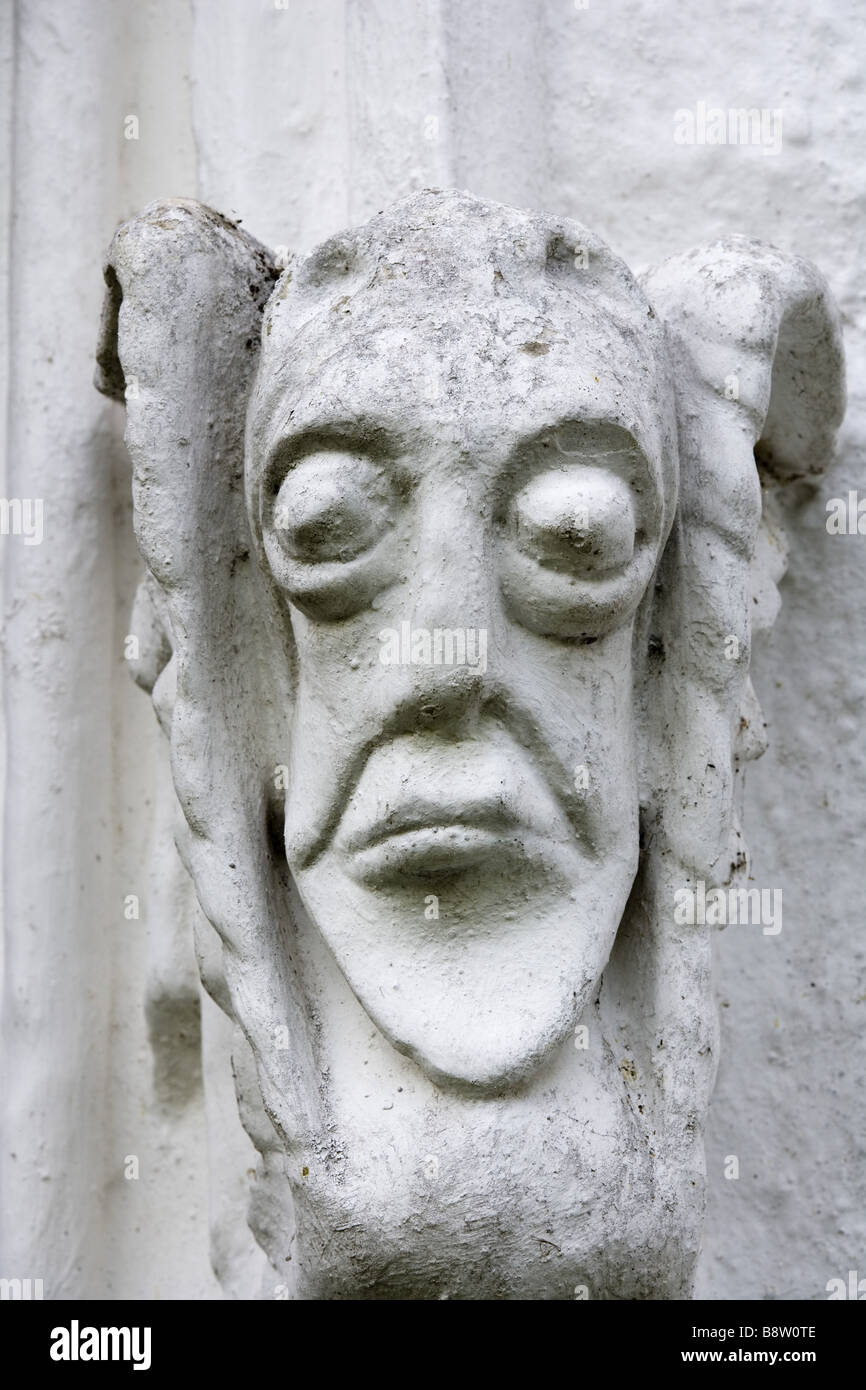 Grotesque face on the east front of Bradley Manor a medieval manor ...