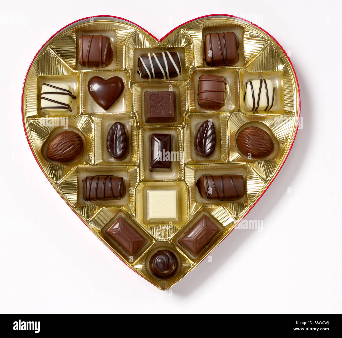 Box of chocolate elevated view Stock Photo - Alamy
