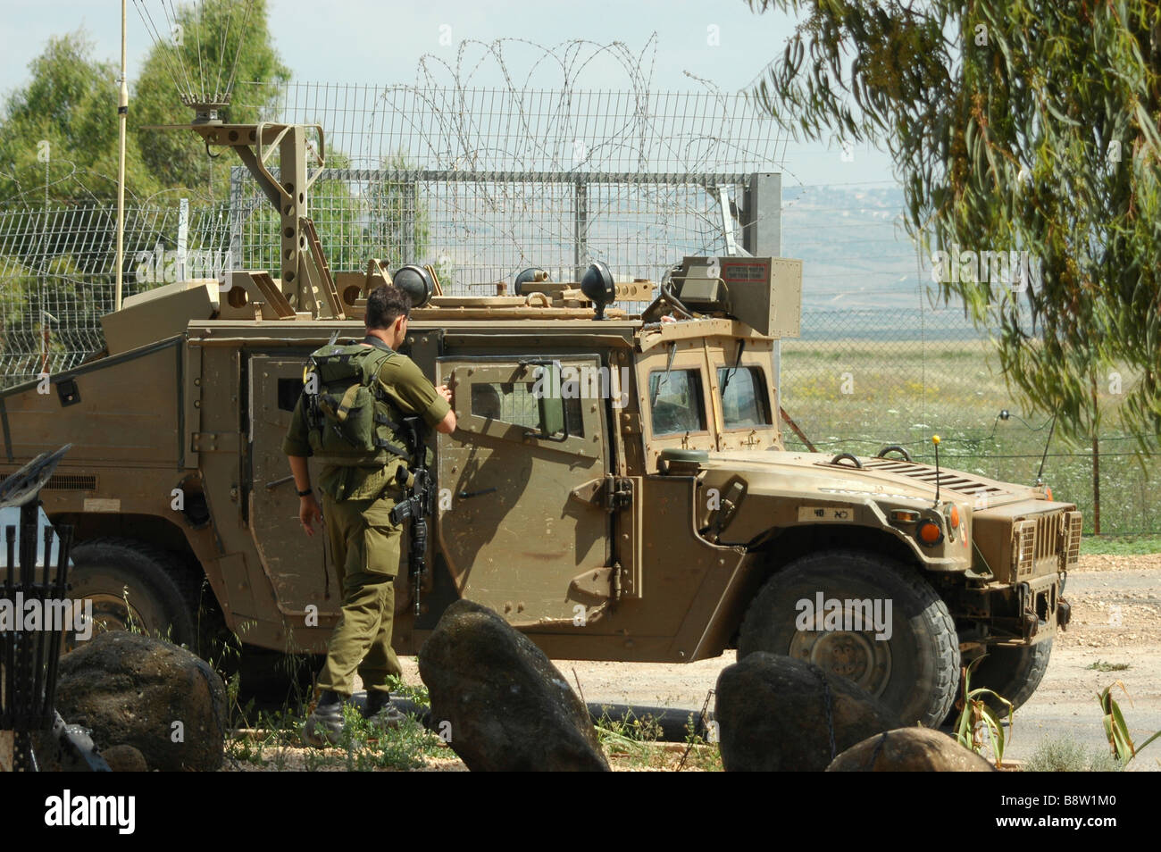 Israel Upper Galilee Metula An Israeli Border Patrol Jeep and soldiers ...