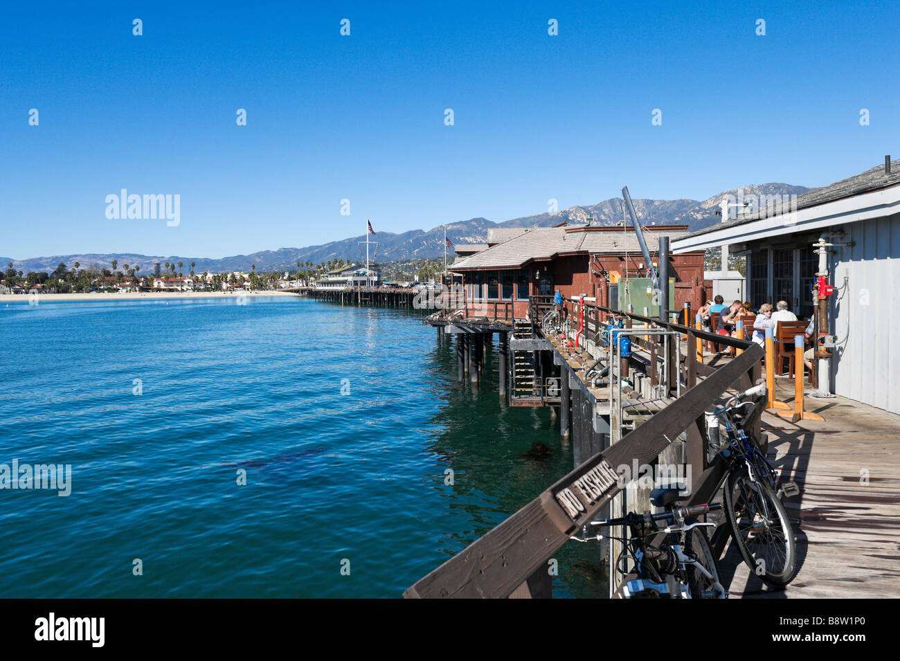 Restaurant on Stearns Wharf, Santa Barbara, California, USA Stock Photo ...