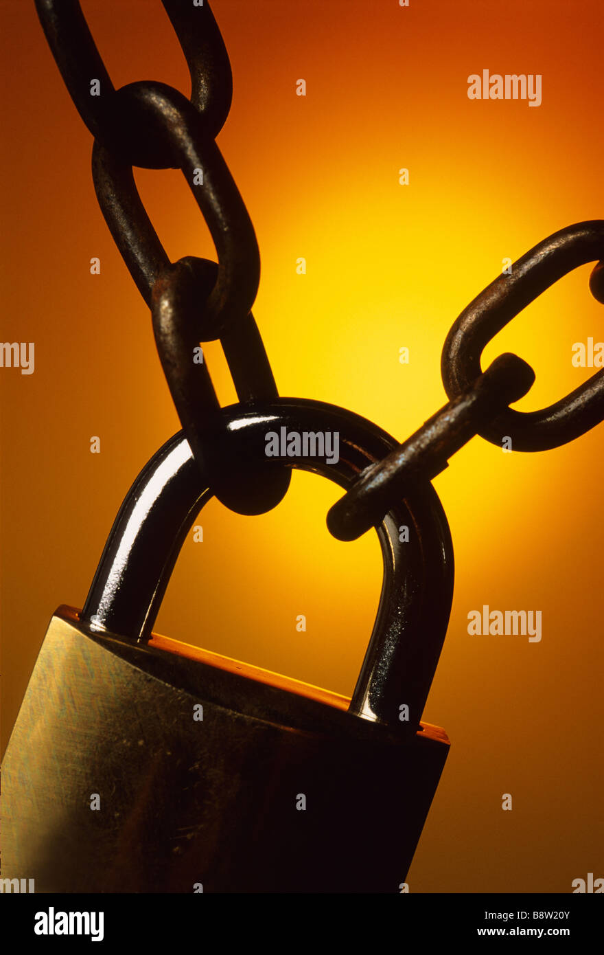 locked padlock and steel chain Stock Photo - Alamy