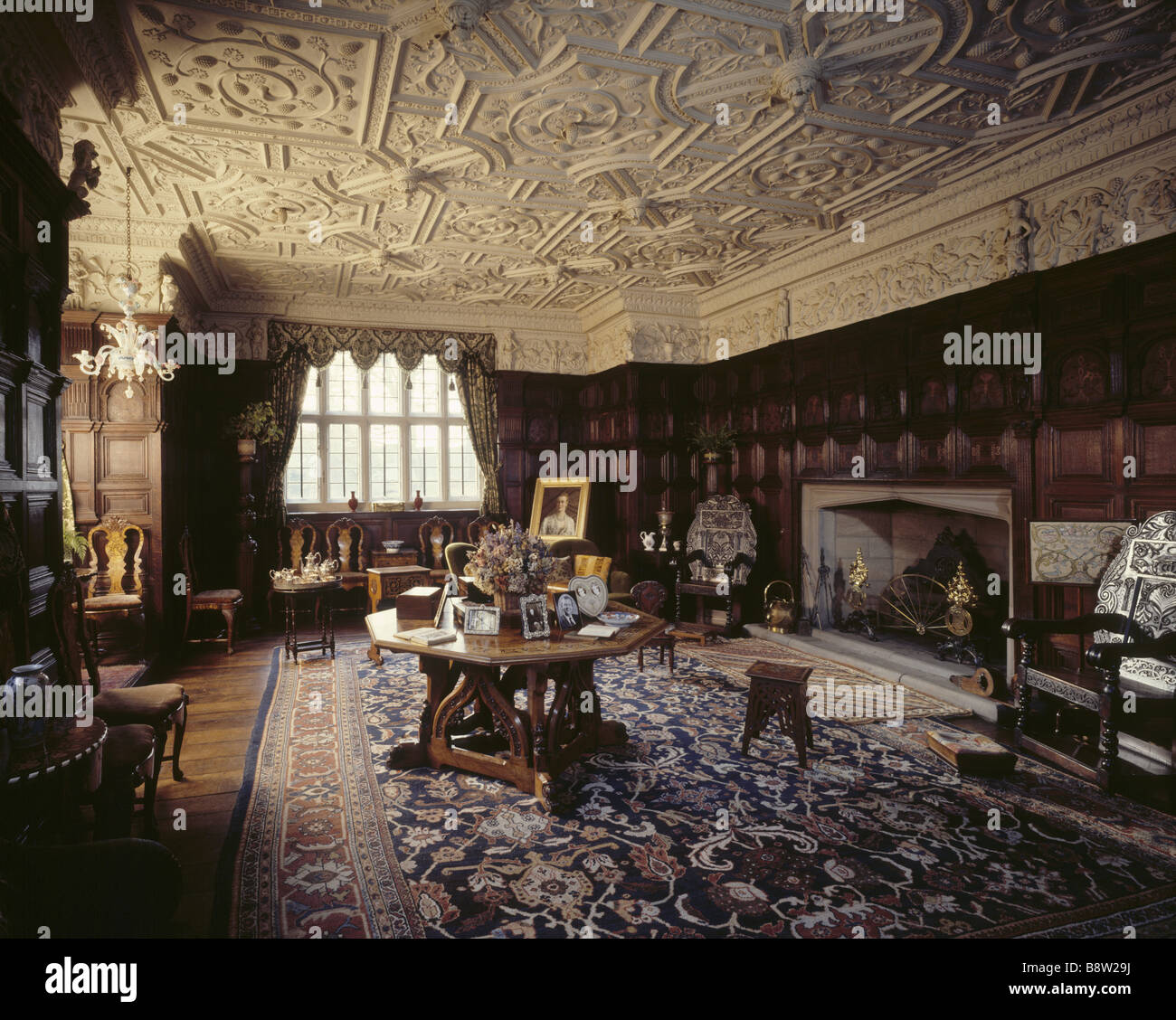 The Drawing Room showing Jacobean panelling c 1604 and the plasterwork ...