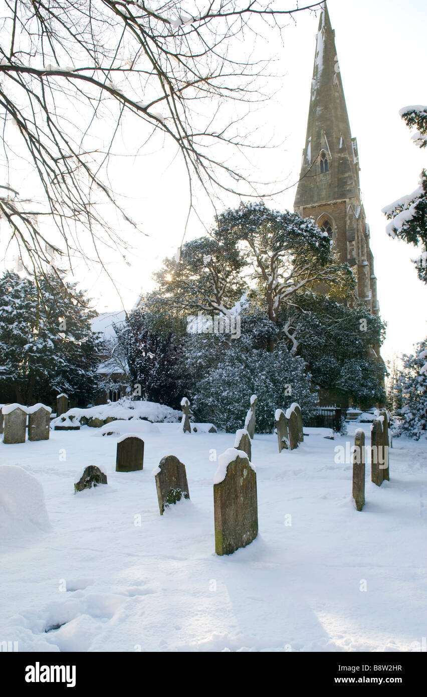 The Parish Church of St james ion Weybridge, Surrey, on a wintery day ...