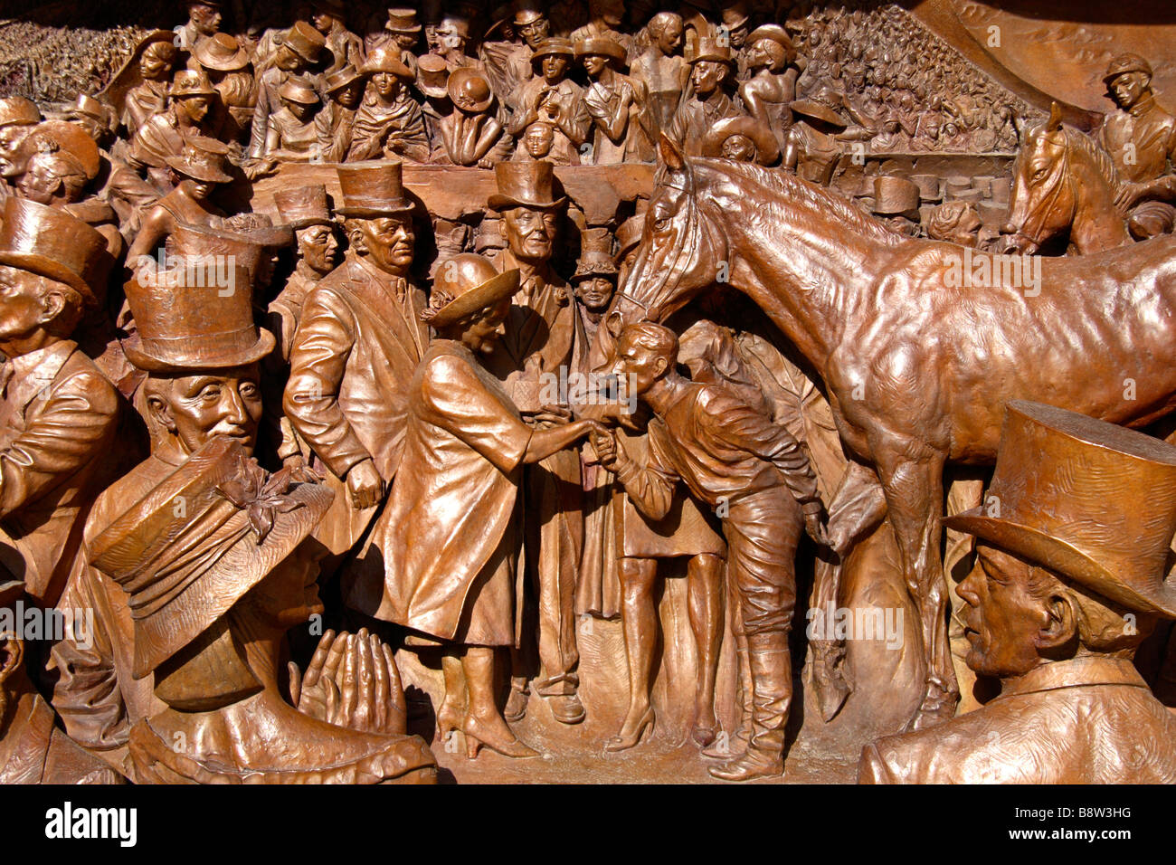 A close up view of one of the bronze relief panels commemorating Queen ...