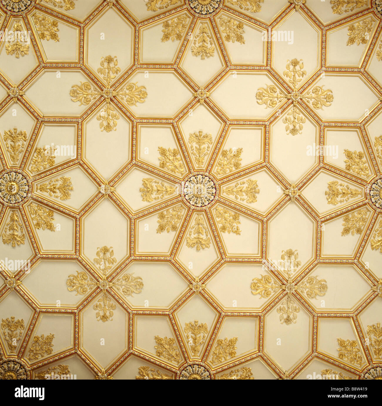 The Drawing Room Charlecote View of the plasterwork ceiling in the ...