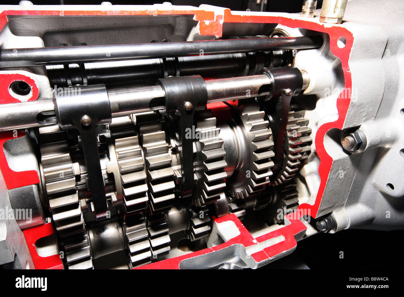 Cut away detail of modern high performance racing sequencial shift ...