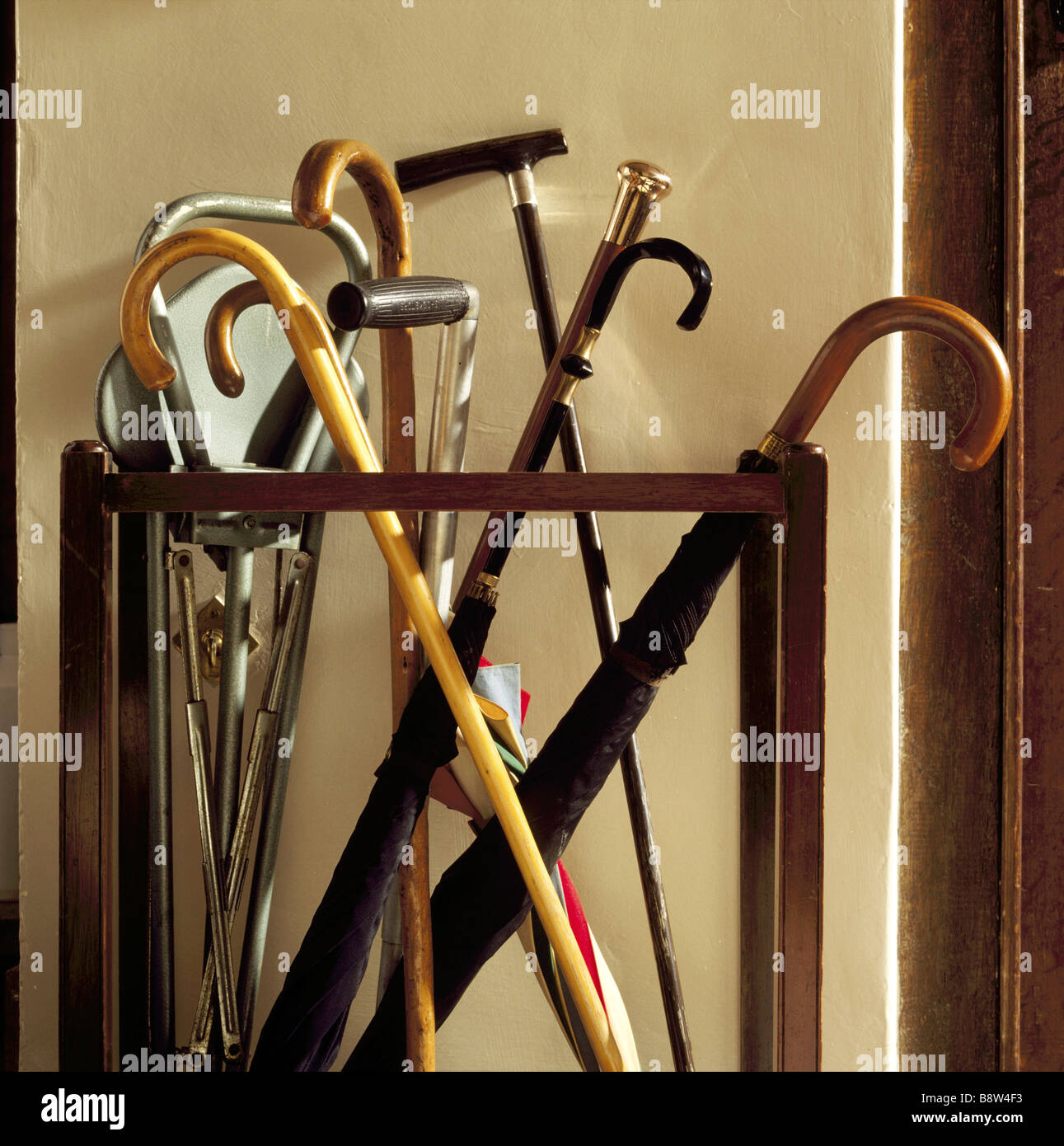 A collection of walking sticks in the hallway at Chartwell Stock Photo ...
