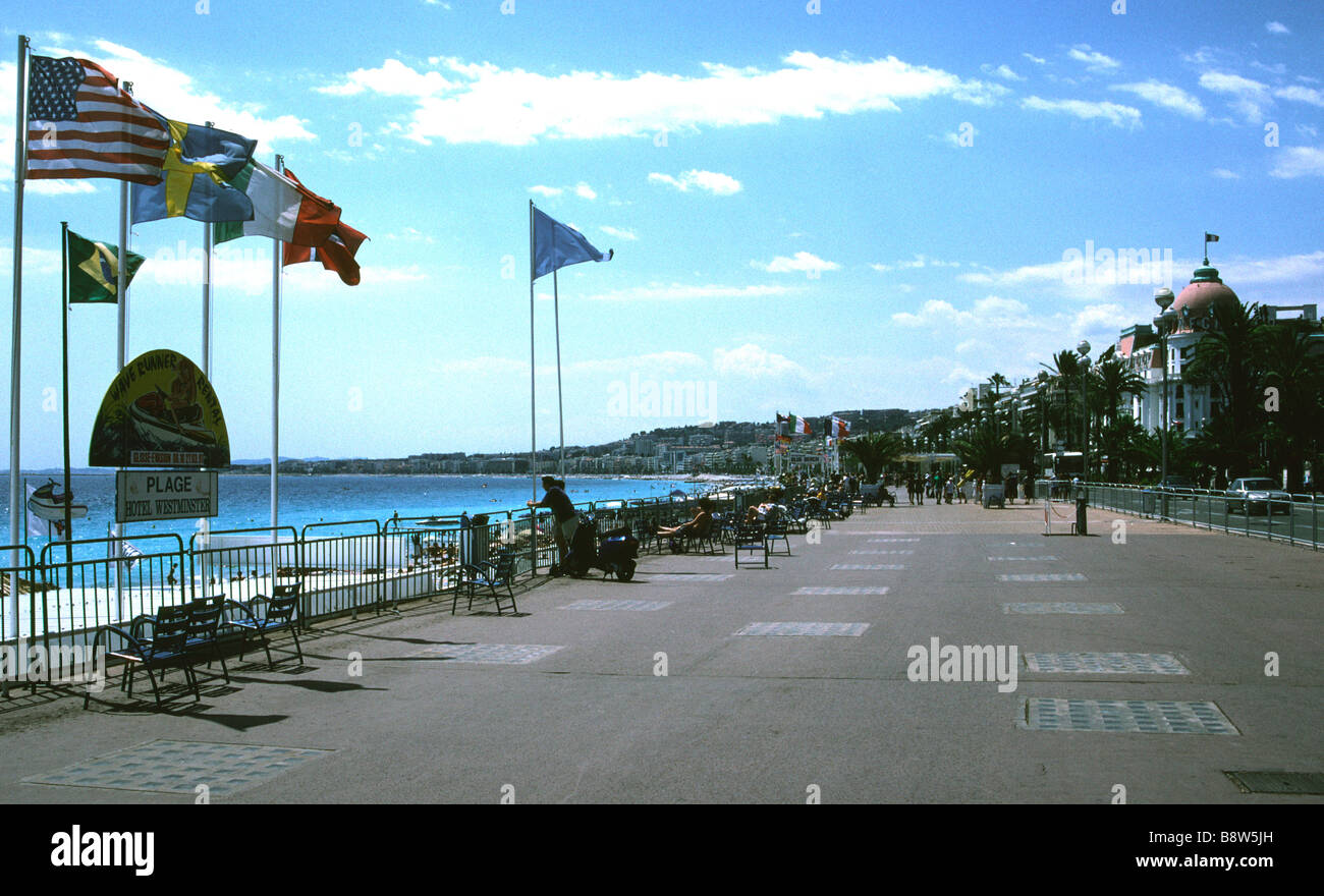 Flags at Nice waterfront France Stock Photo - Alamy
