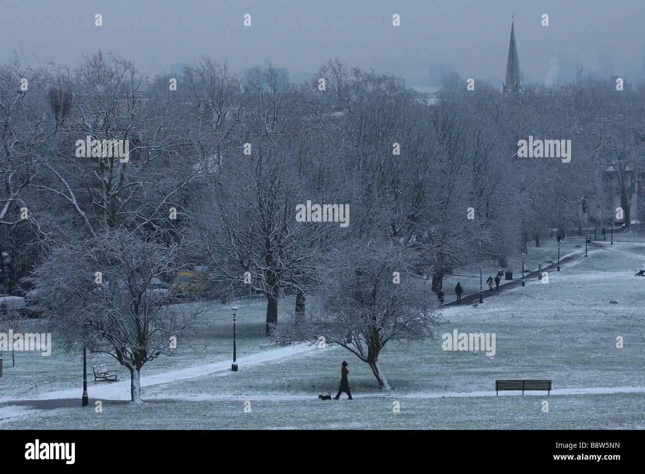 A snowey Primrose hill, London Stock Photo - Alamy