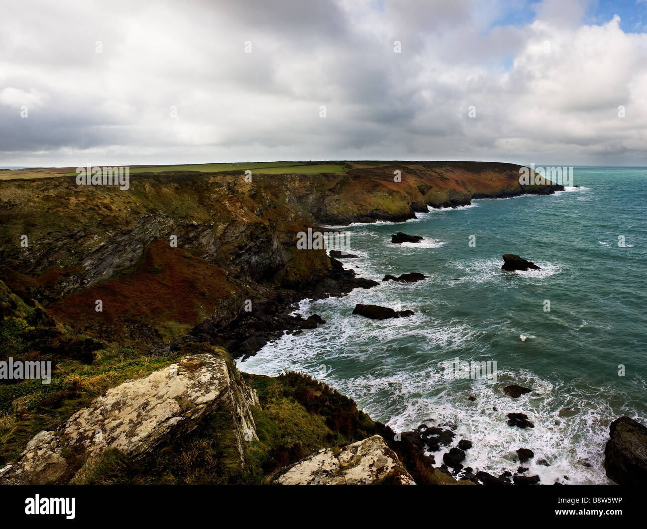 The coastline leading out to Navax Point in Cornwall Stock Photo - Alamy