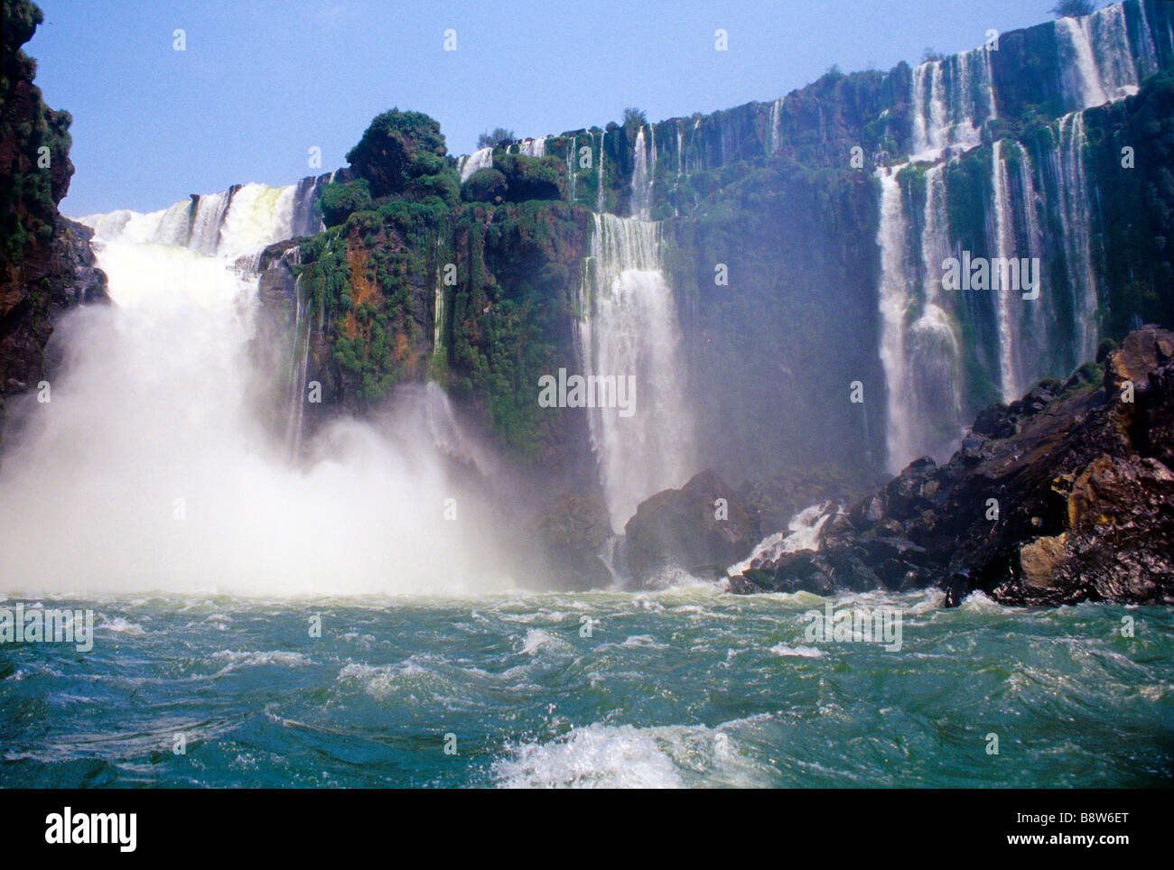 The Iguazu waterfall from the Brazilian side border Stock Photo - Alamy