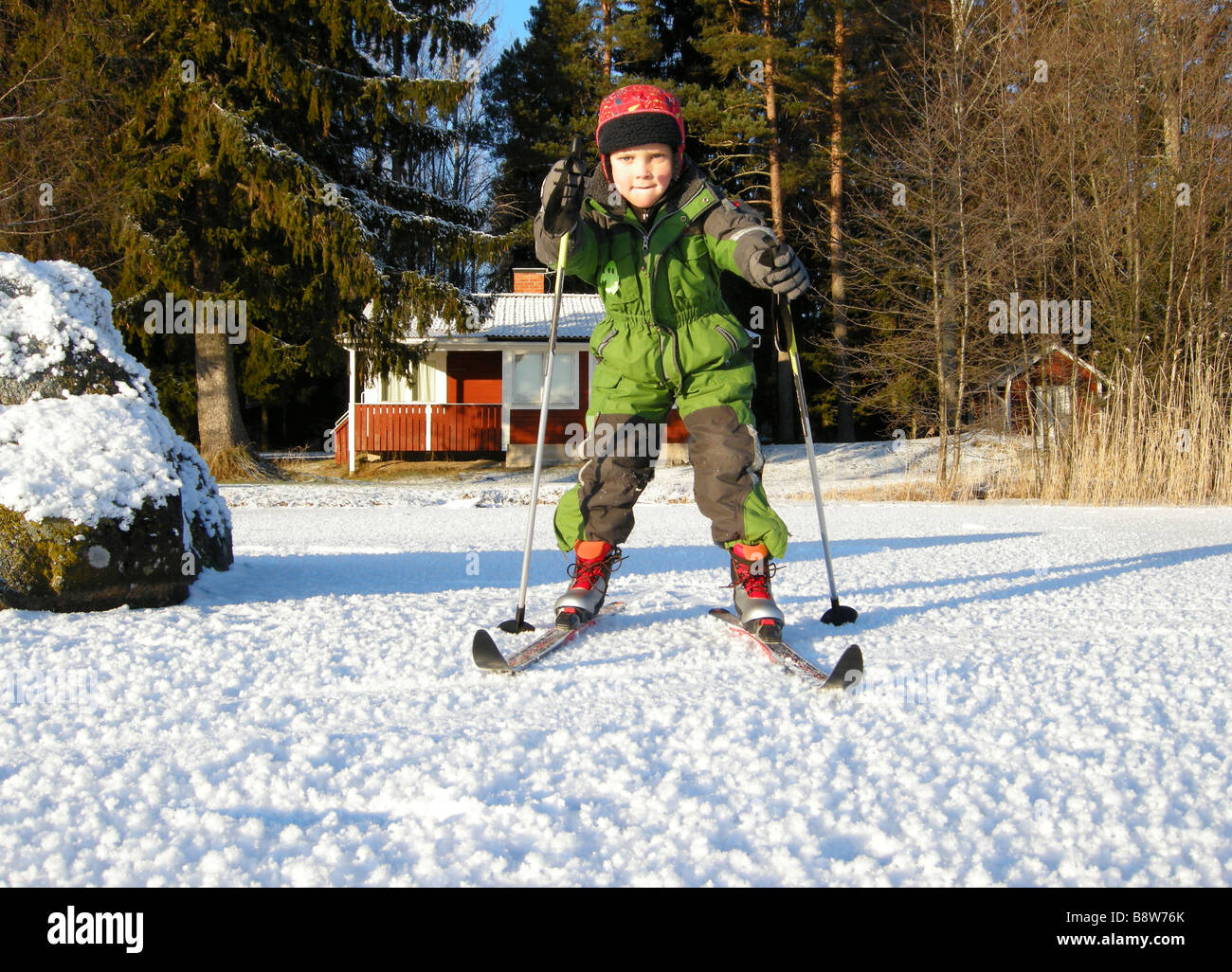 young boy long distance skiing on a lake Stock Photo - Alamy