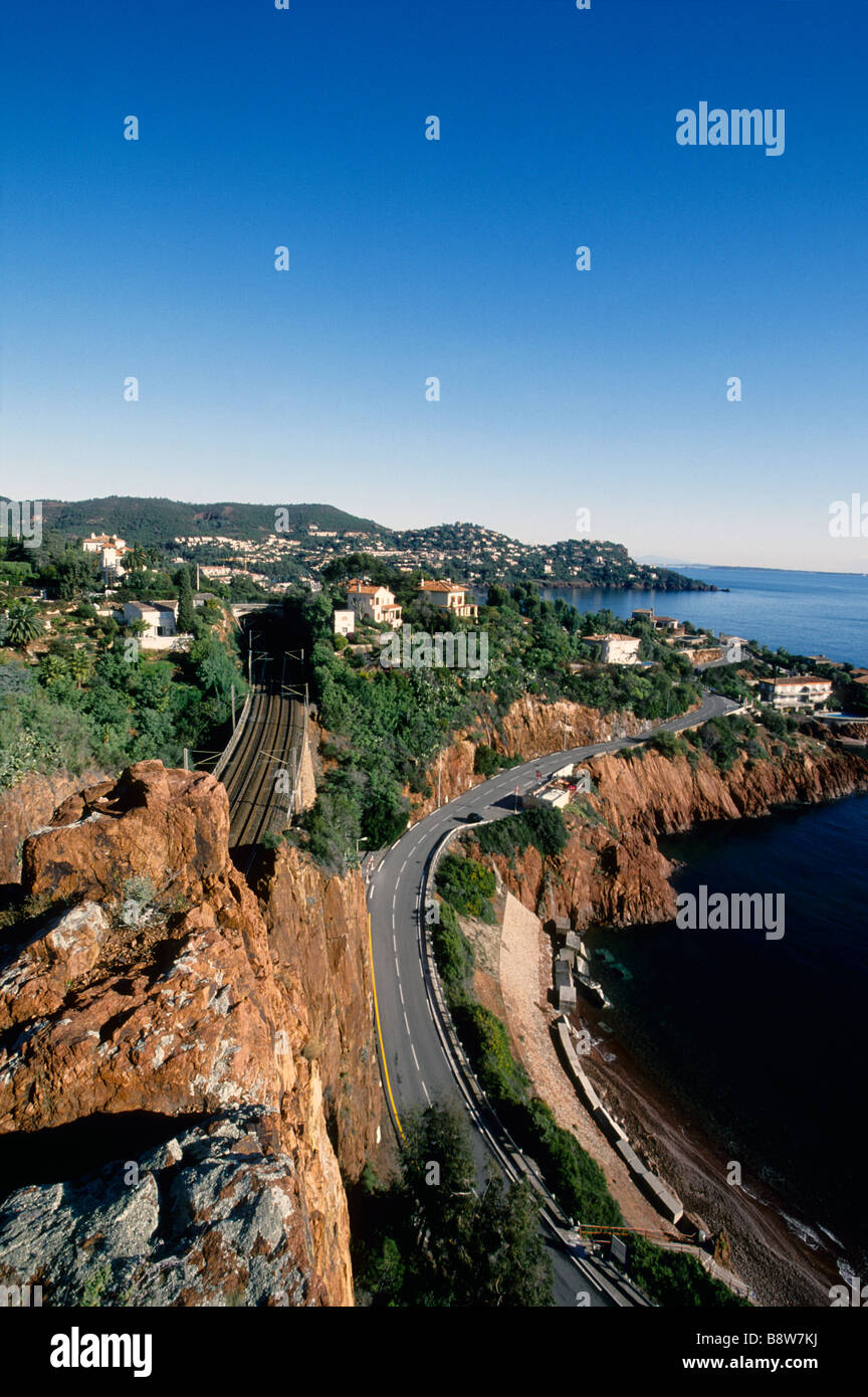 Le Trayas beautiful coastal road along the Esterel red cliff Stock ...