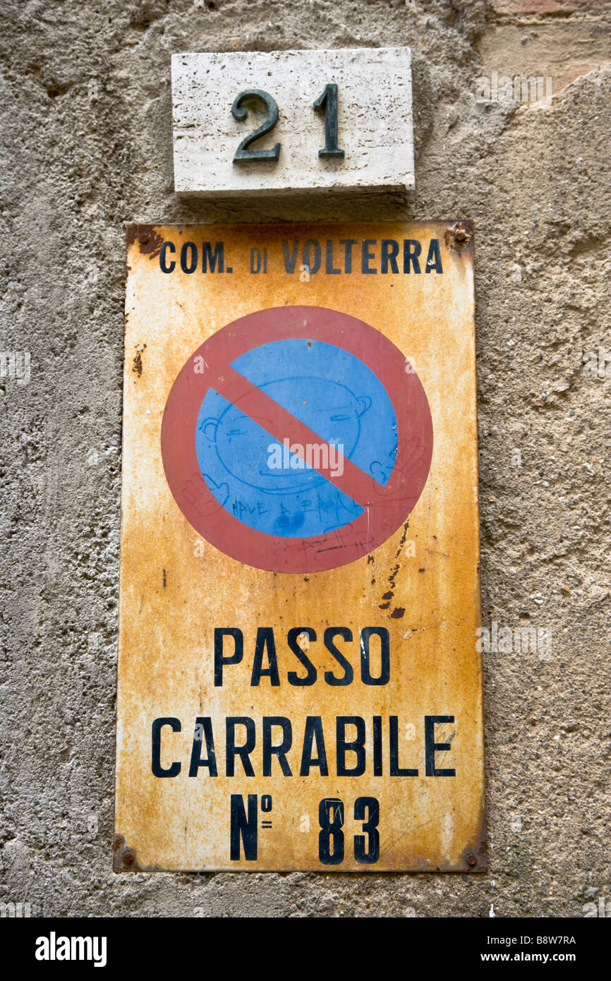No entry sign, Volterra, Tuscany, Italy Stock Photo - Alamy