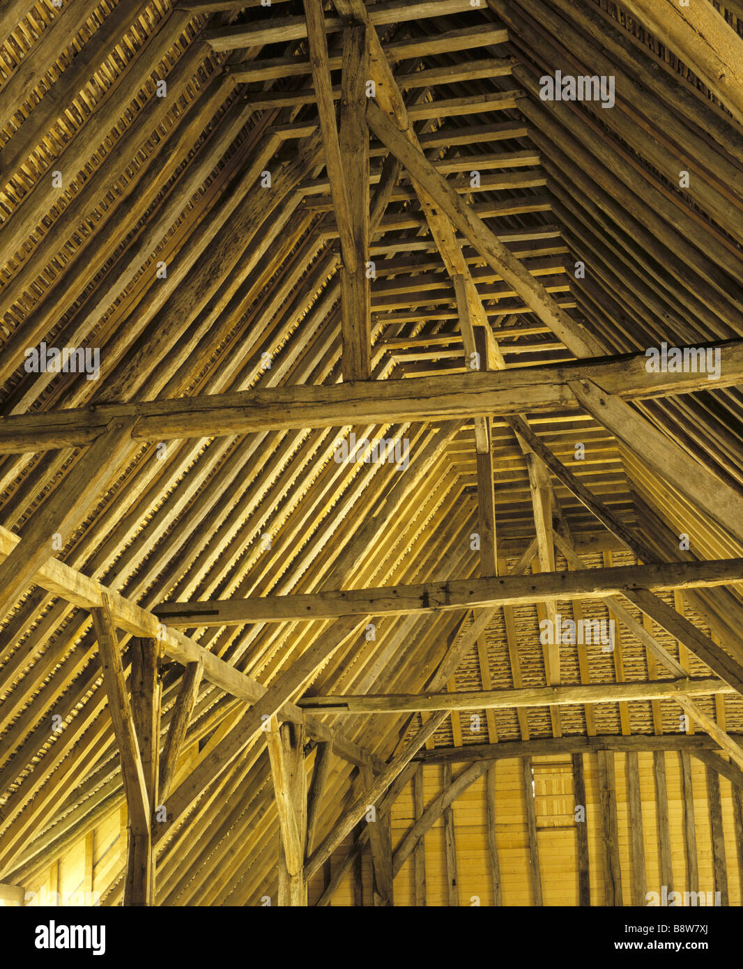 A view inside the Grange Barn at Coggeshall showing the rafters up in ...