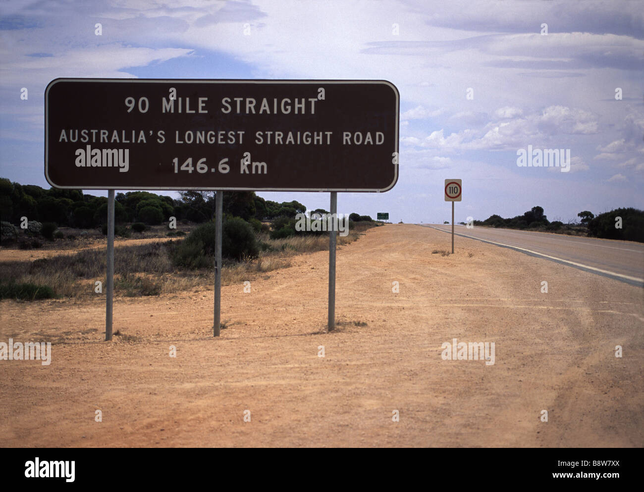 The longest straight road of 90 mile across the Nullabor Plain ...