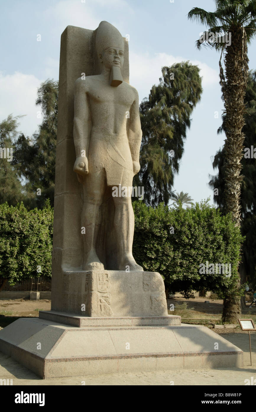 Statue of Ramses 11 at Memphis village outside Cairo,Egypt Stock Photo ...