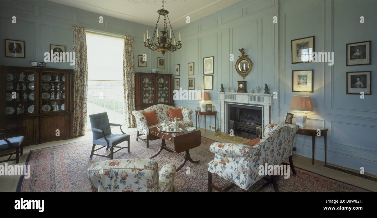 The Library at Hanbury Hall showing part of the Watney Collection ...