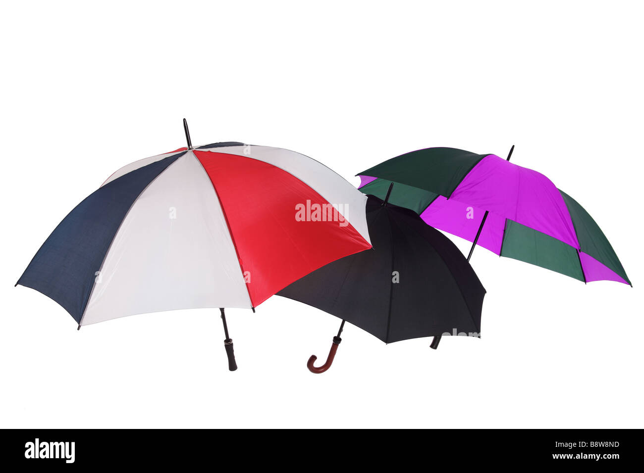 Multi coloured umbrellas isolated on a white background Stock Photo - Alamy