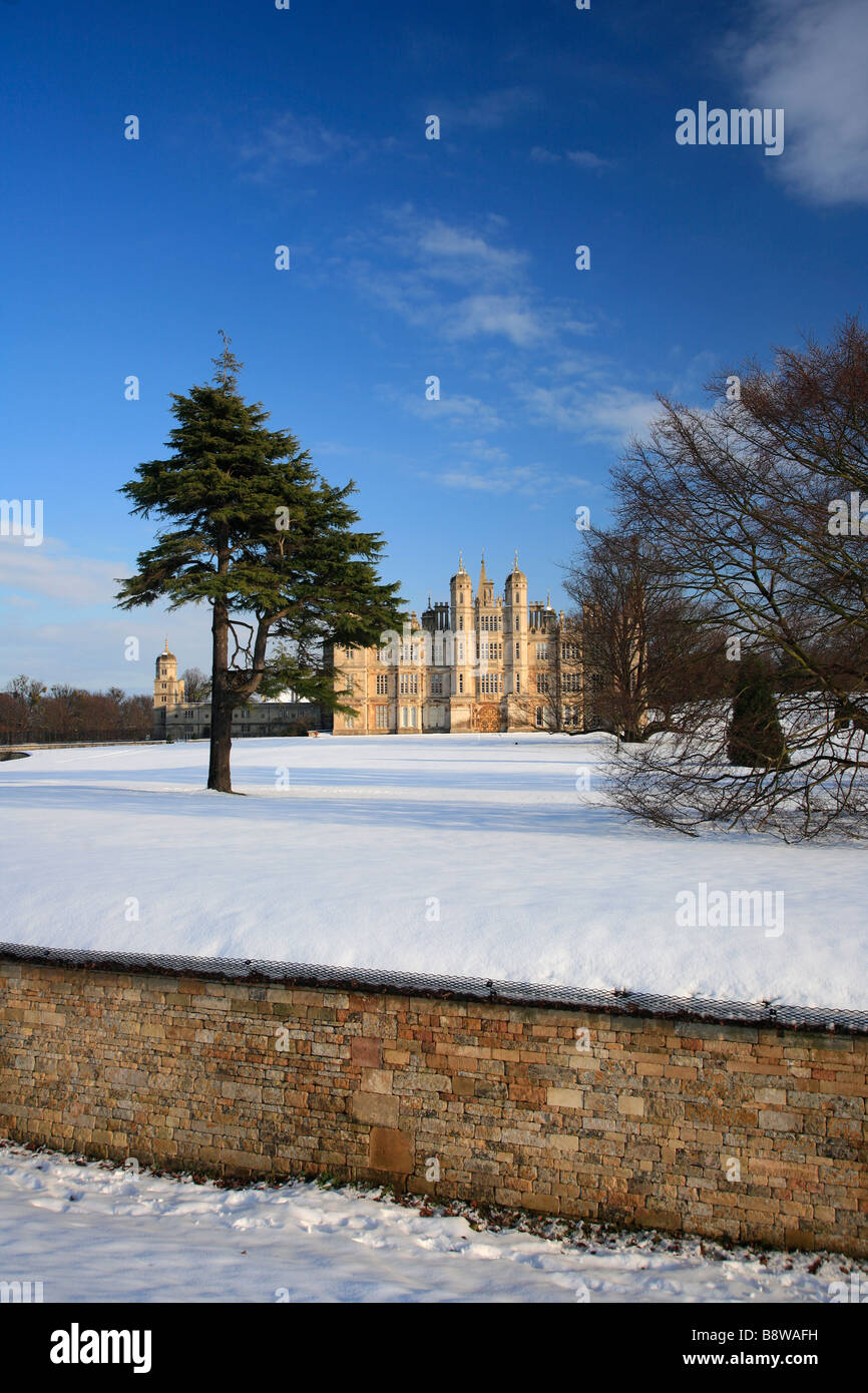 Landscape Winter Snow Scene West Elevation Burghley House Elizabethan ...