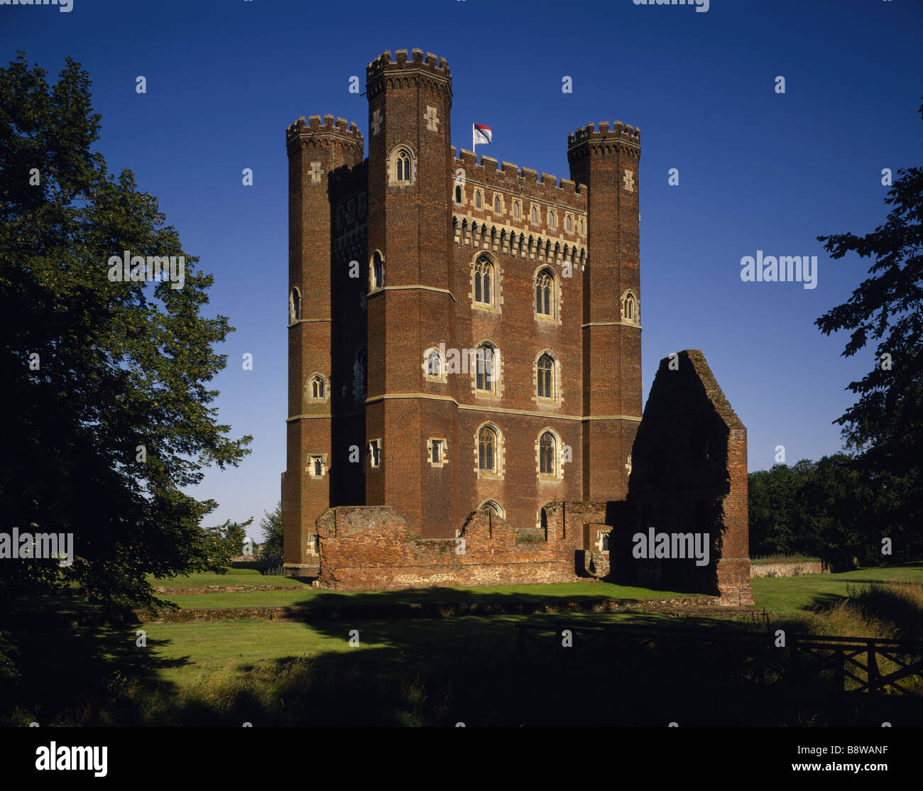 The north west corner of the Great Tower and the ruins of the stables ...