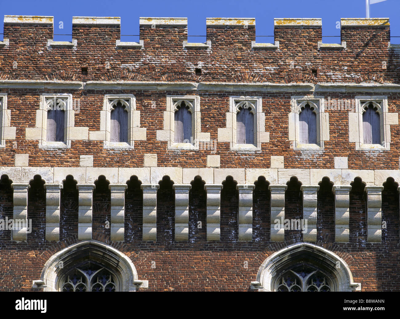 Close up of the windows the corbels of the projecting gallery with the ...
