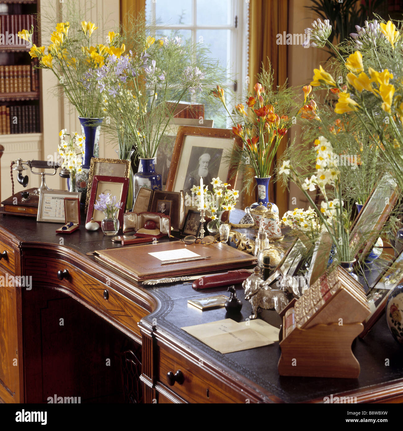 Partial view of the top of the Regency writing table showing ...