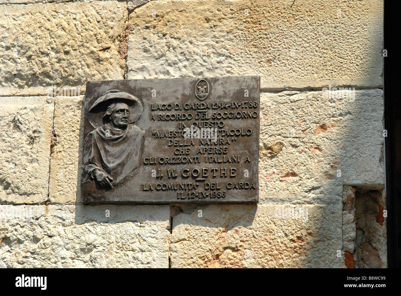 Plaqueto the German Poet and writer Goethe who resided in Malcesine in ...