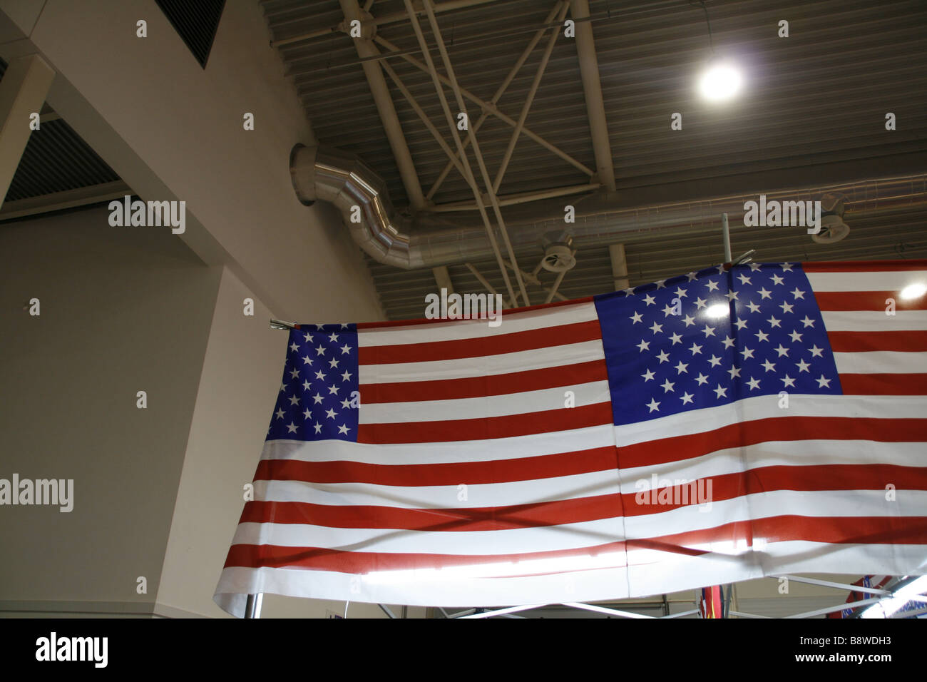 american flags on stand inside conference exhibition centre Stock Photo ...