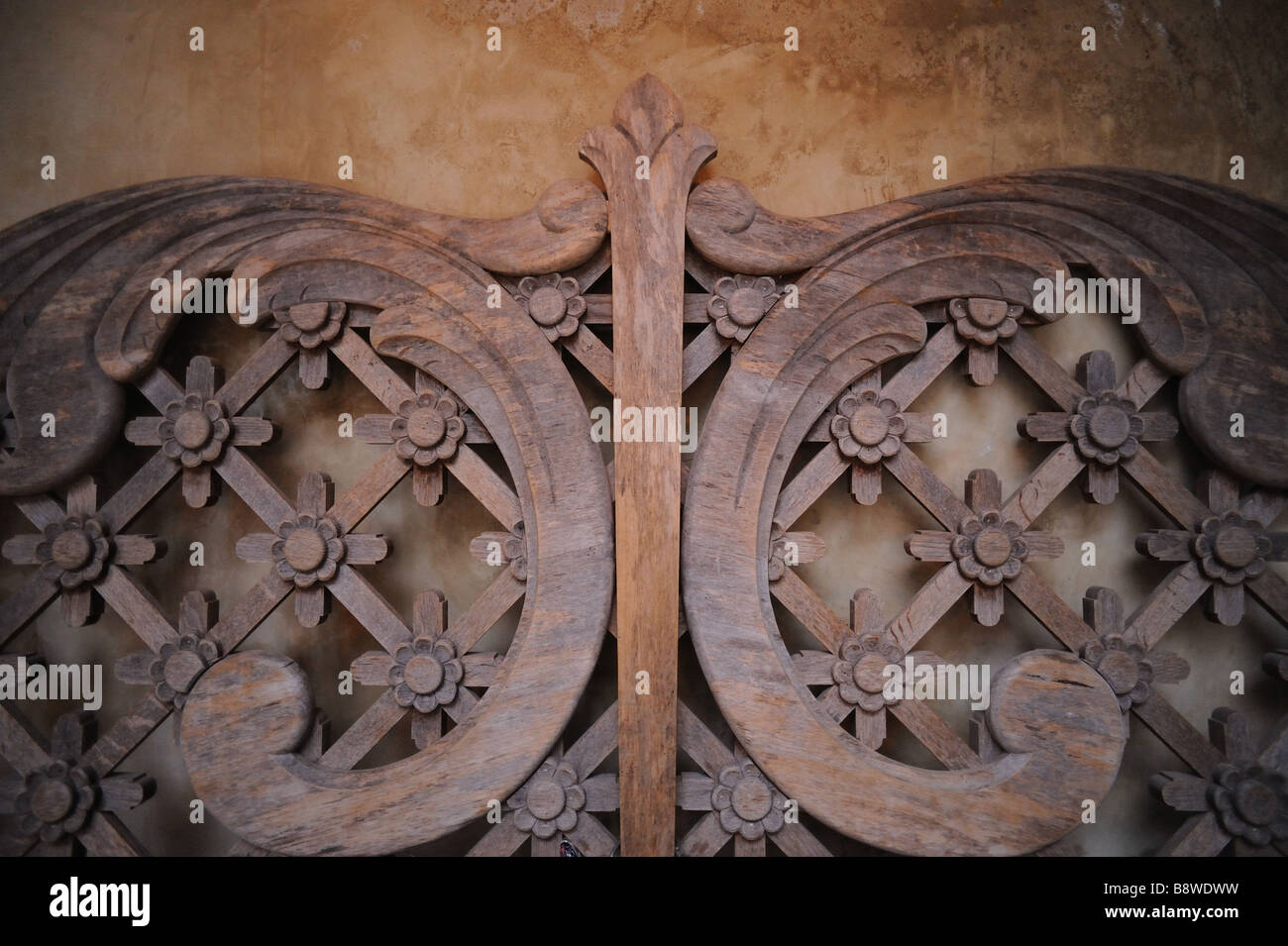 Close-up of detailed woodwork on a bench in Antwerp, Belgium Stock ...