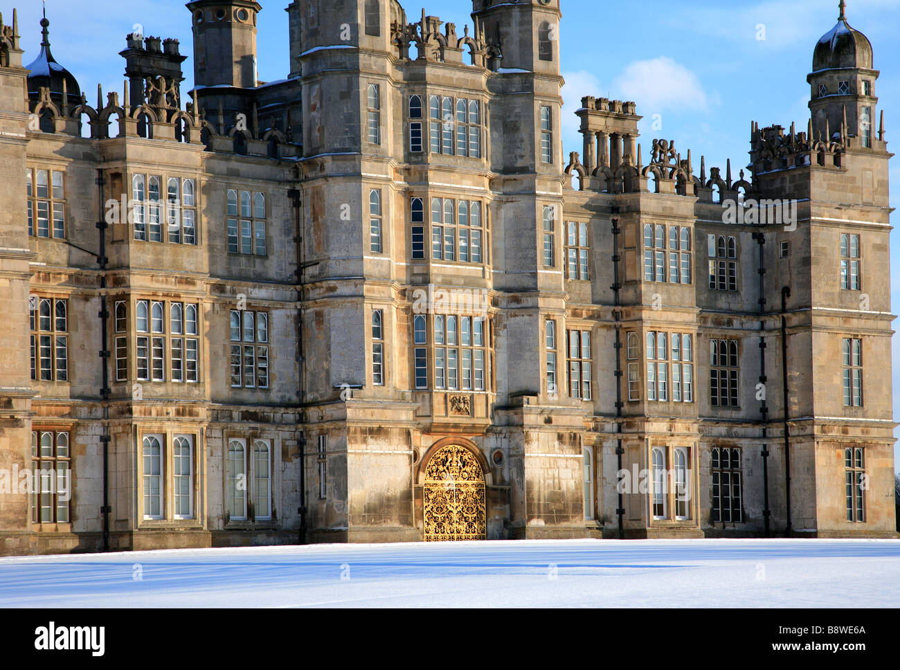 Landscape Winter Snow Scene West Elevation Burghley House Elizabethan ...