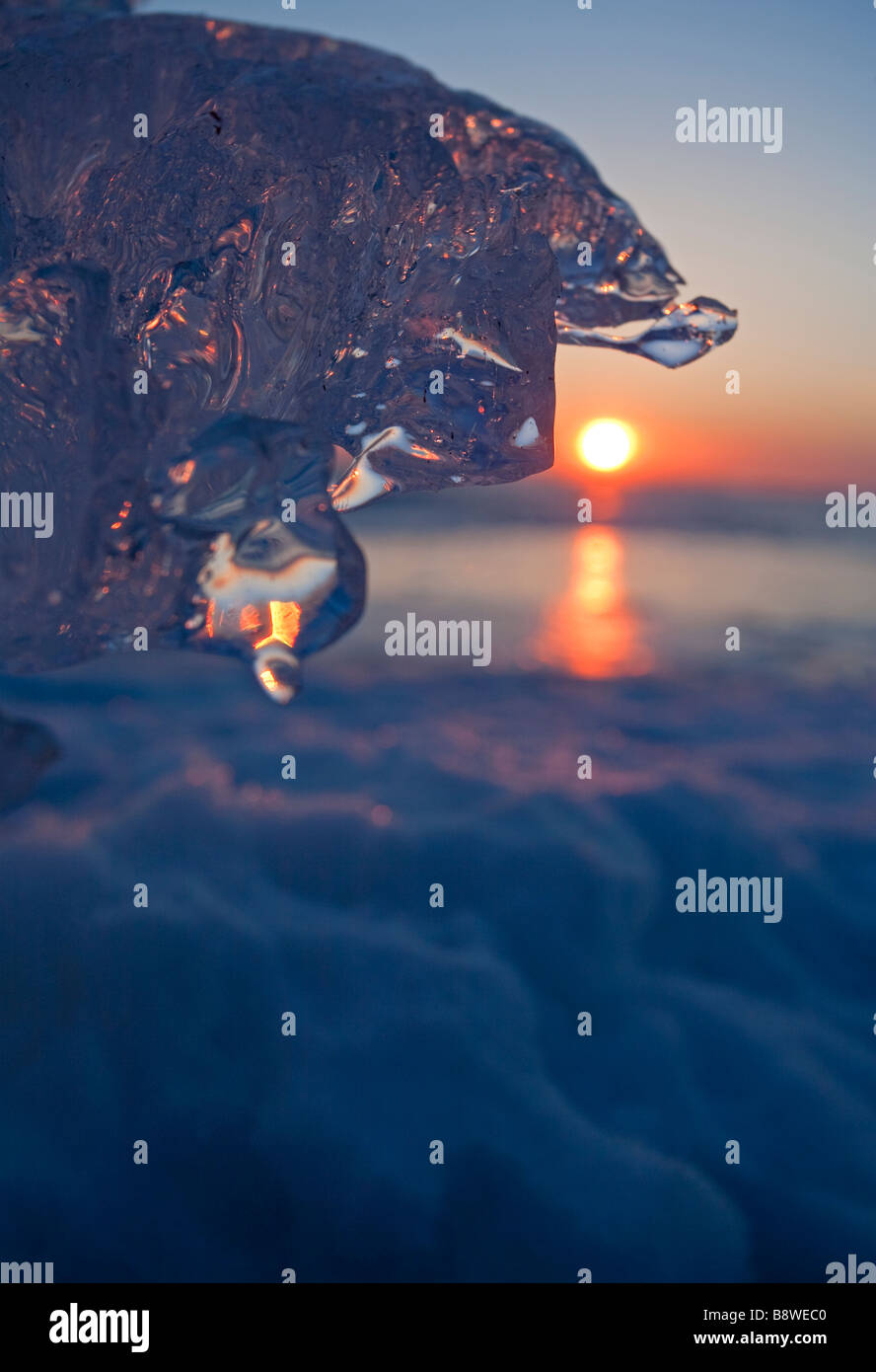 Sun reflecting through transparent ice , Finland Stock Photo - Alamy