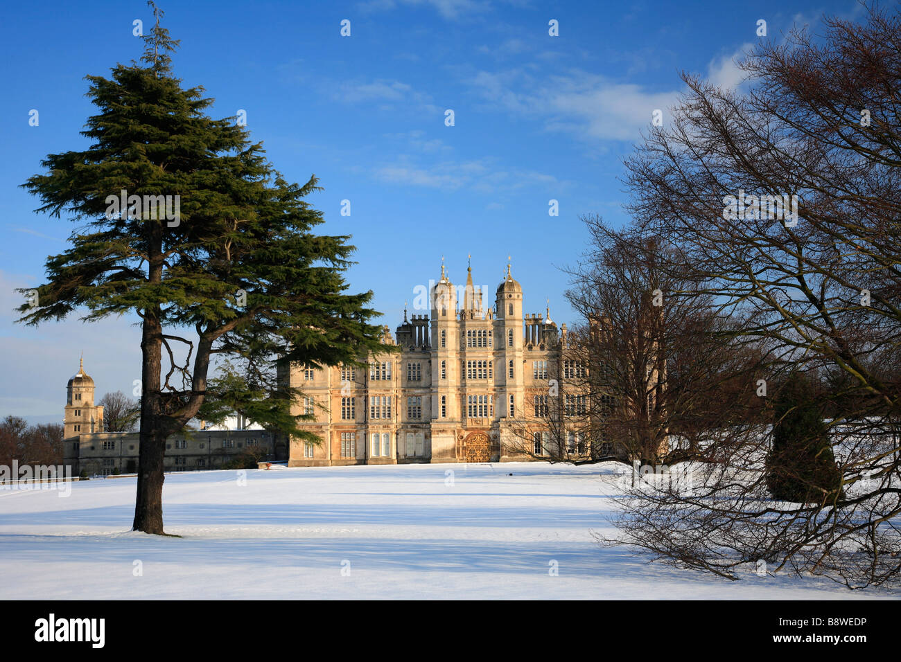 Landscape Winter Snow Scene West Elevation Burghley House Elizabethan ...