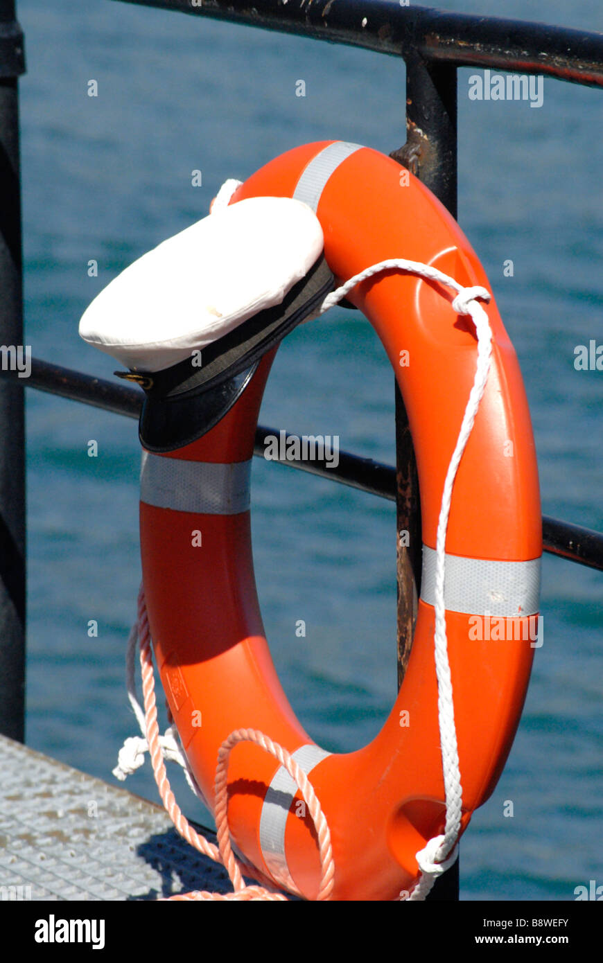 Ferryman's Hat at Ferry terminal at Malcesine on Lake Garda in Northern ...
