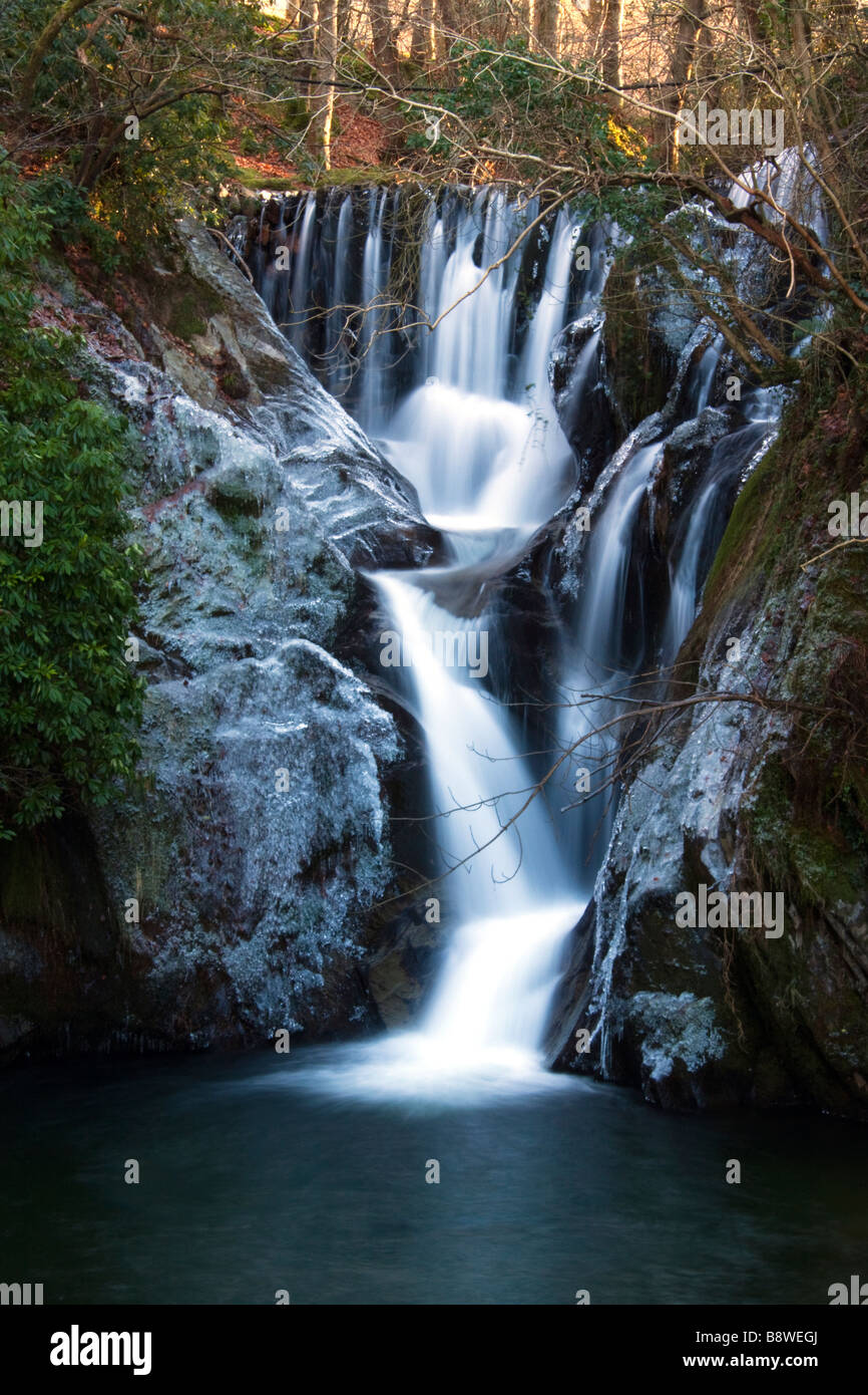 Furnace waterfalls in winter Ceredigion West Wales UK Stock Photo - Alamy