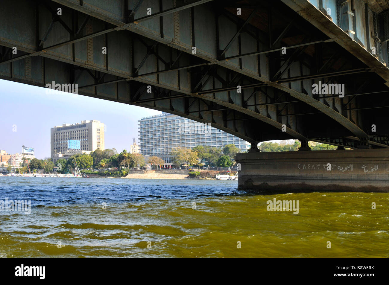 Tahrir Bridge or Qasr al-Nile Bridge on Nile river in Cairo Egypt Stock ...