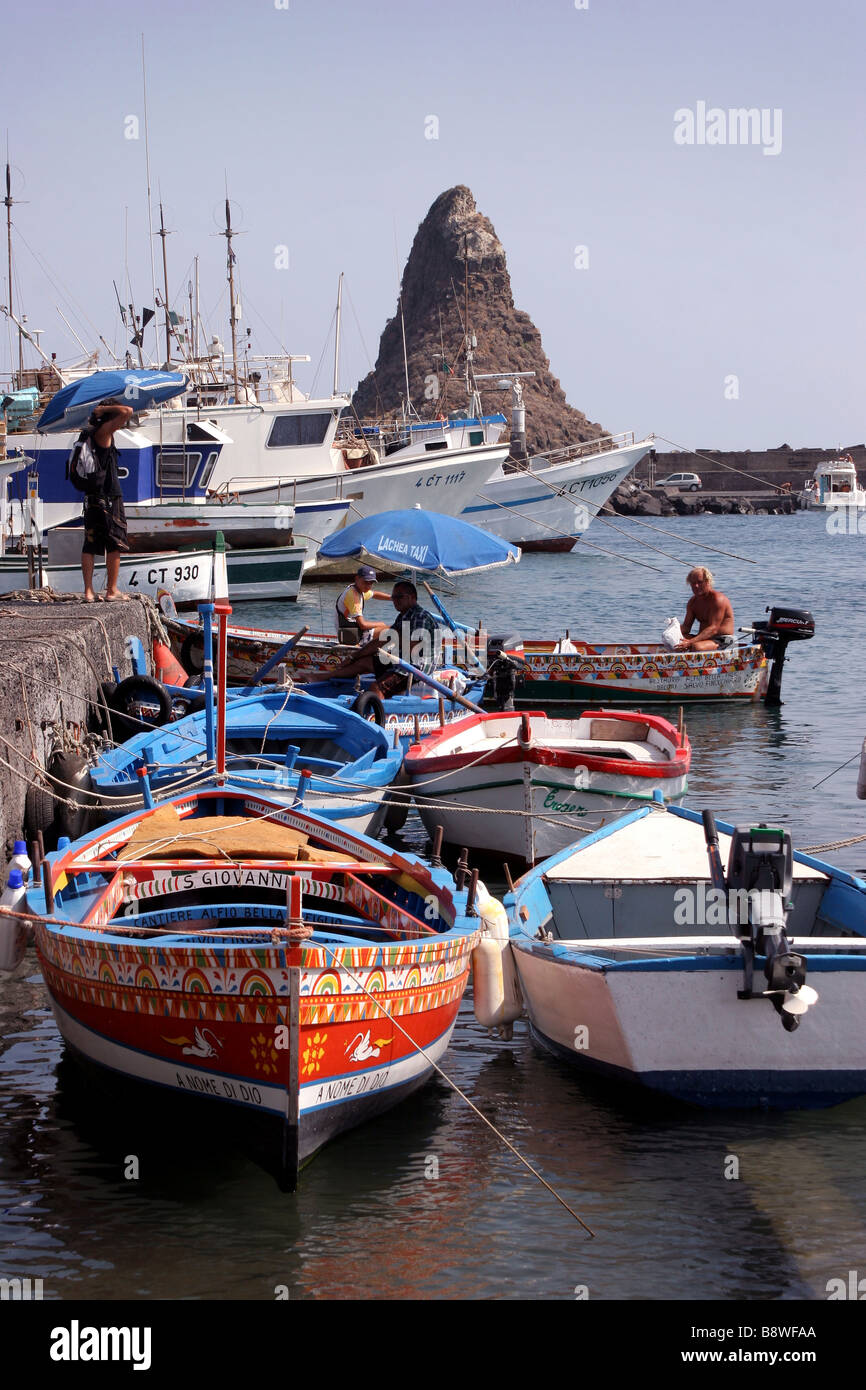 Boats in Aci Trezza town Catania Sicily Stock Photo - Alamy