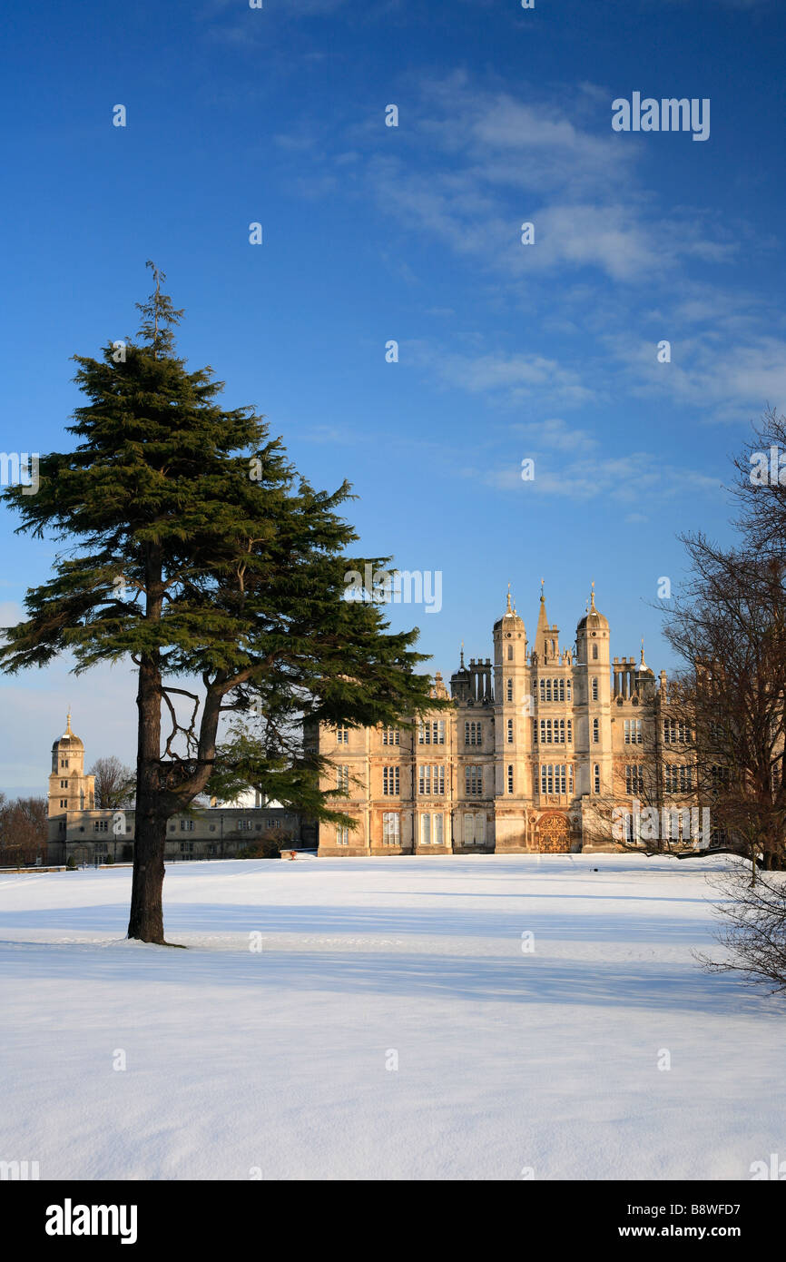 Landscape Winter Snow Scene West Elevation Burghley House Elizabethan ...