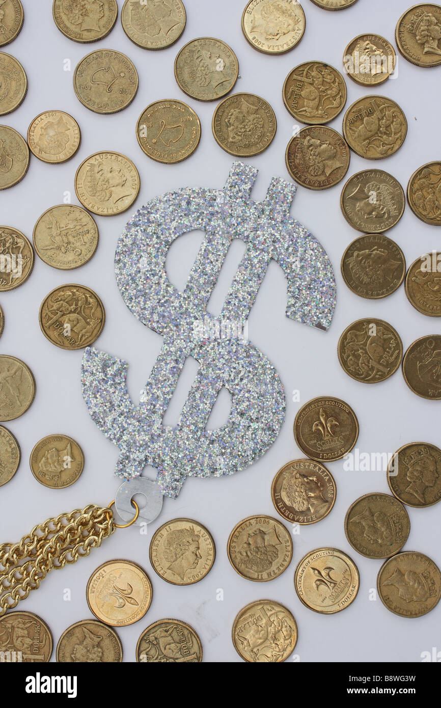 Inverted sparkling silver dollar sign hi-res stock photography and ...