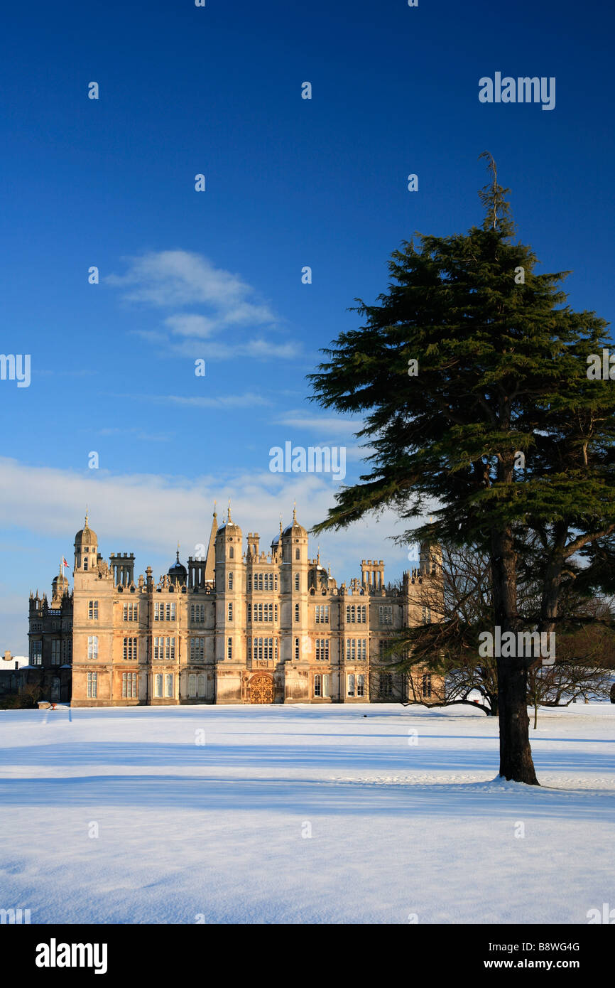 Landscape Winter Snow Scene West Elevation Burghley House Elizabethan ...