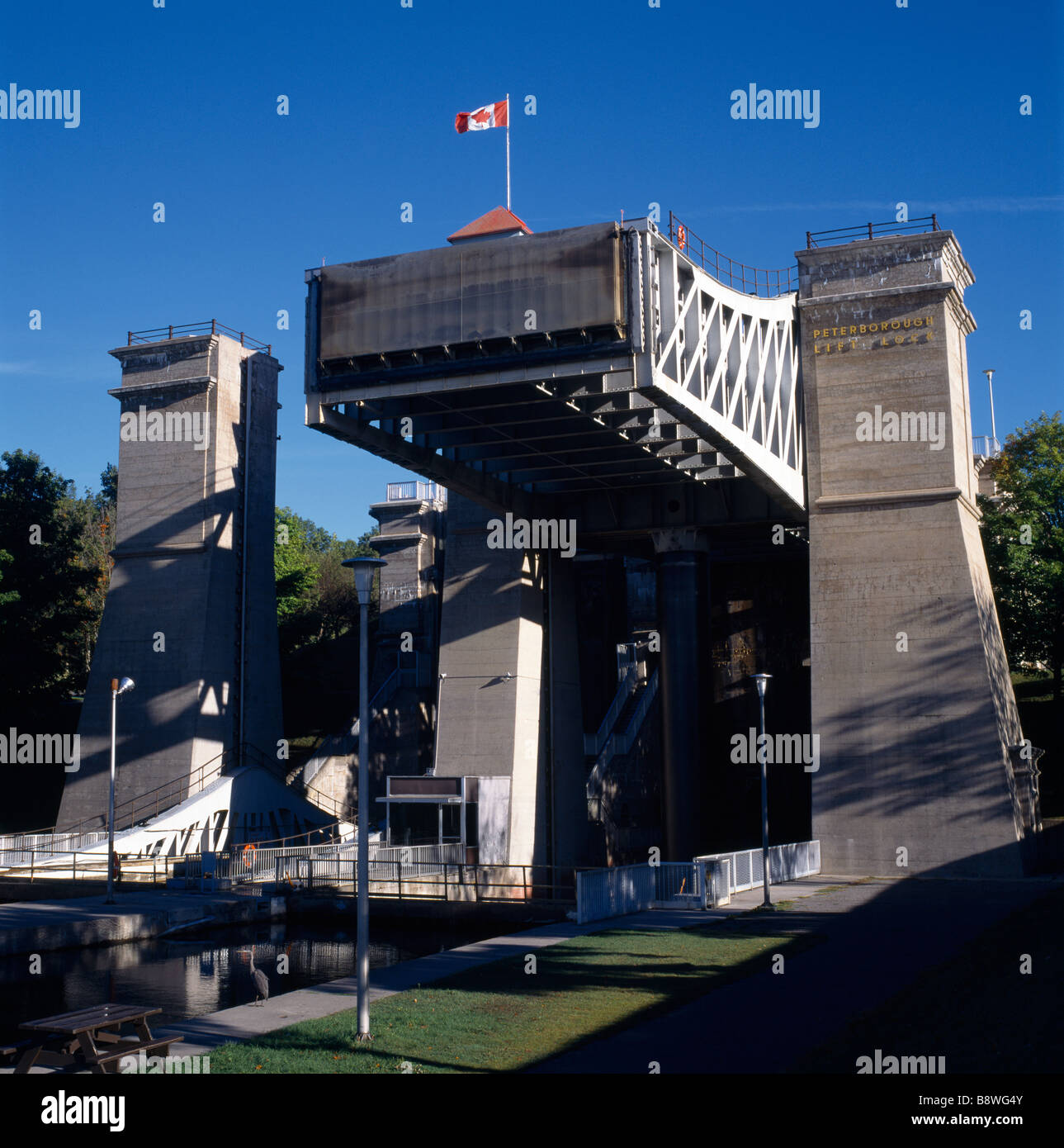 Ontario Canada Peterborough Lift Lock With Canadian Flag Stock Photo ...