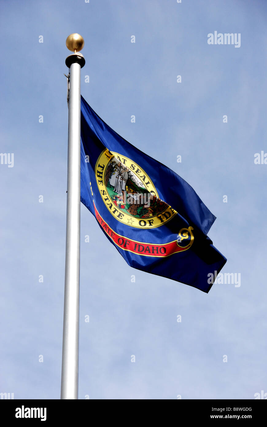 USA, Idaho, Boise, Idaho State Flag in front of Boise City Hall Stock ...