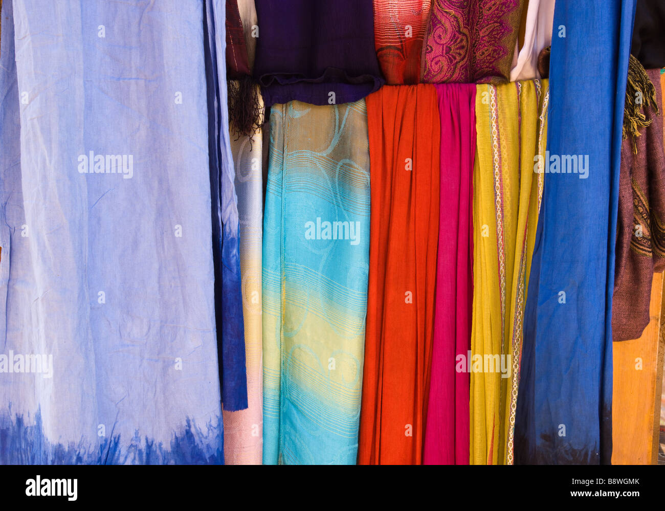 Selection of wonderfully bright colourful cloth at a market stall in ...