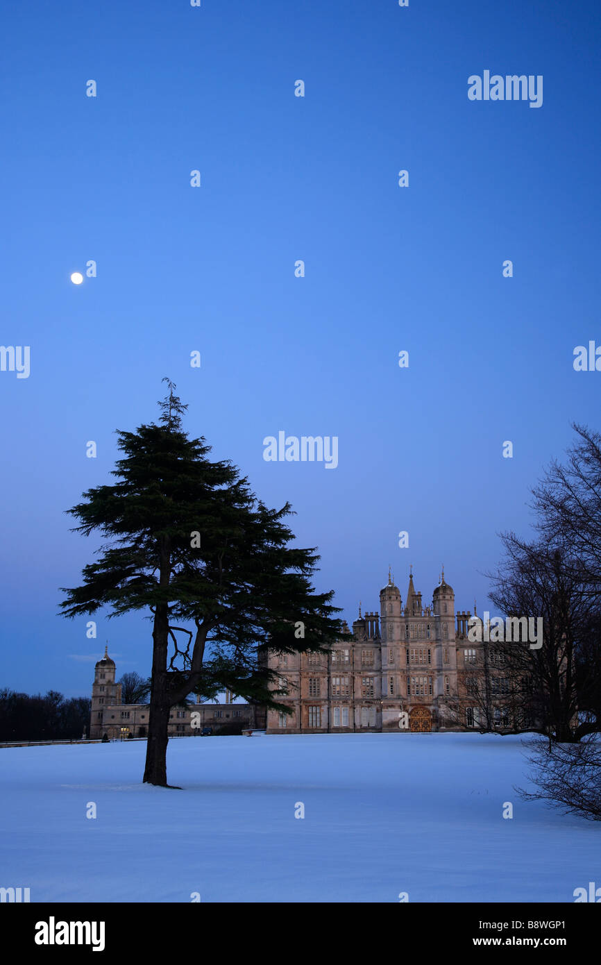 Dusk Landscape Winter Snow Scene West Elevation Burghley House ...